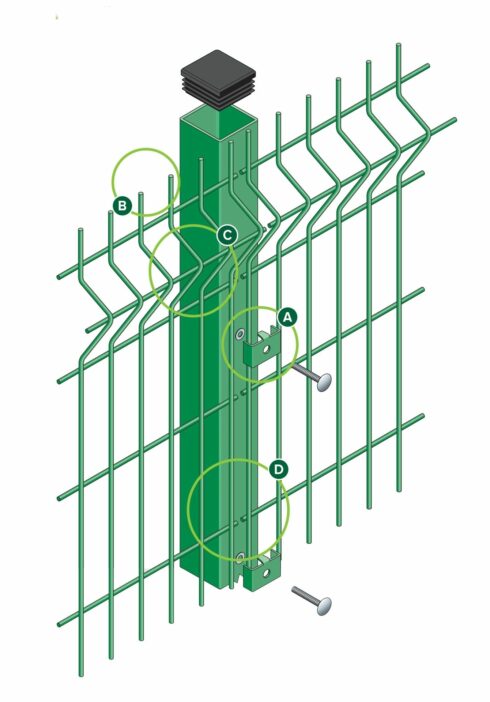 2.4m x 60mm x 60mm Green Post (for 1.8m system)